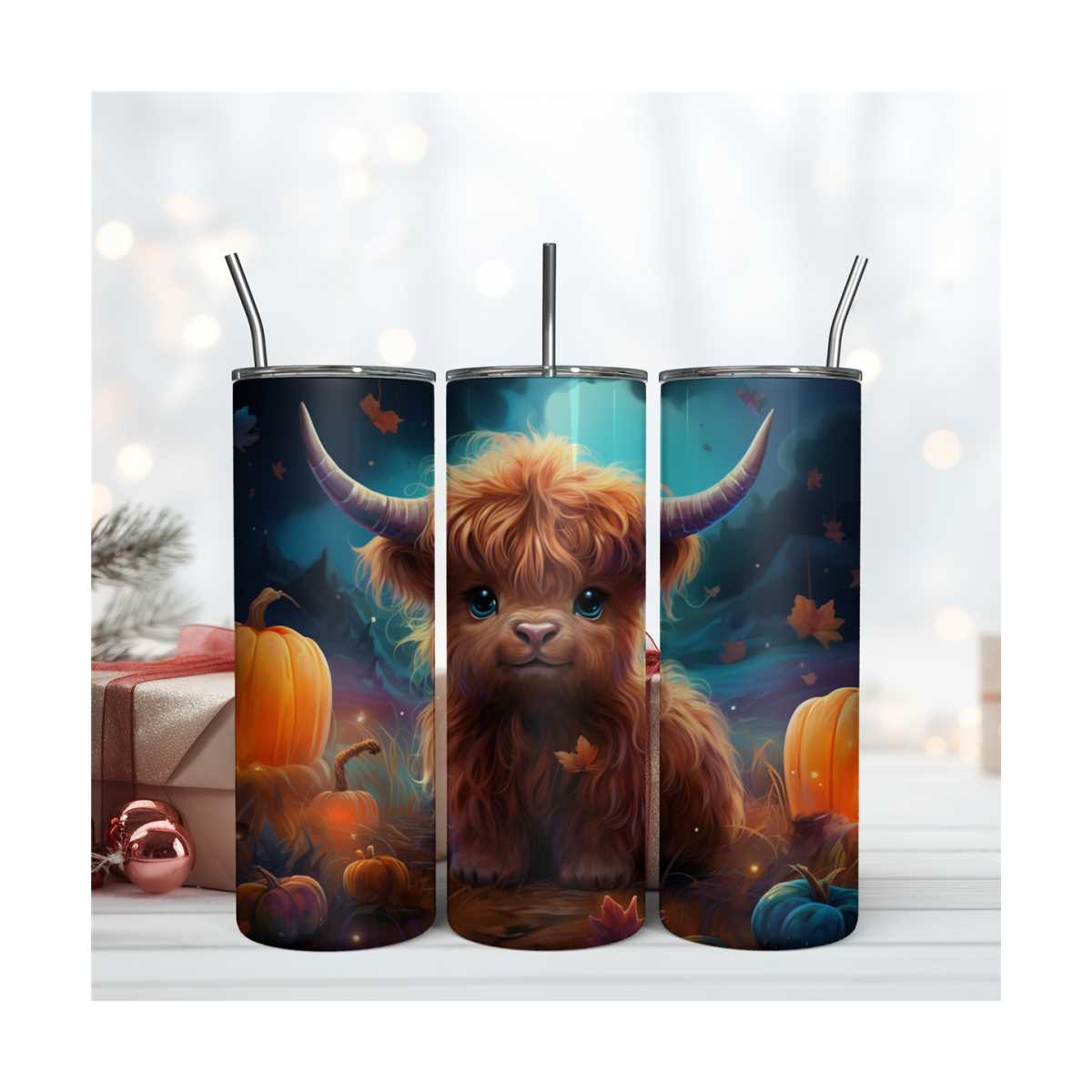 Highland Cow Tumbler Wrap Seamless Designs, Skinny Tumbler 2 | Inspire Uplift