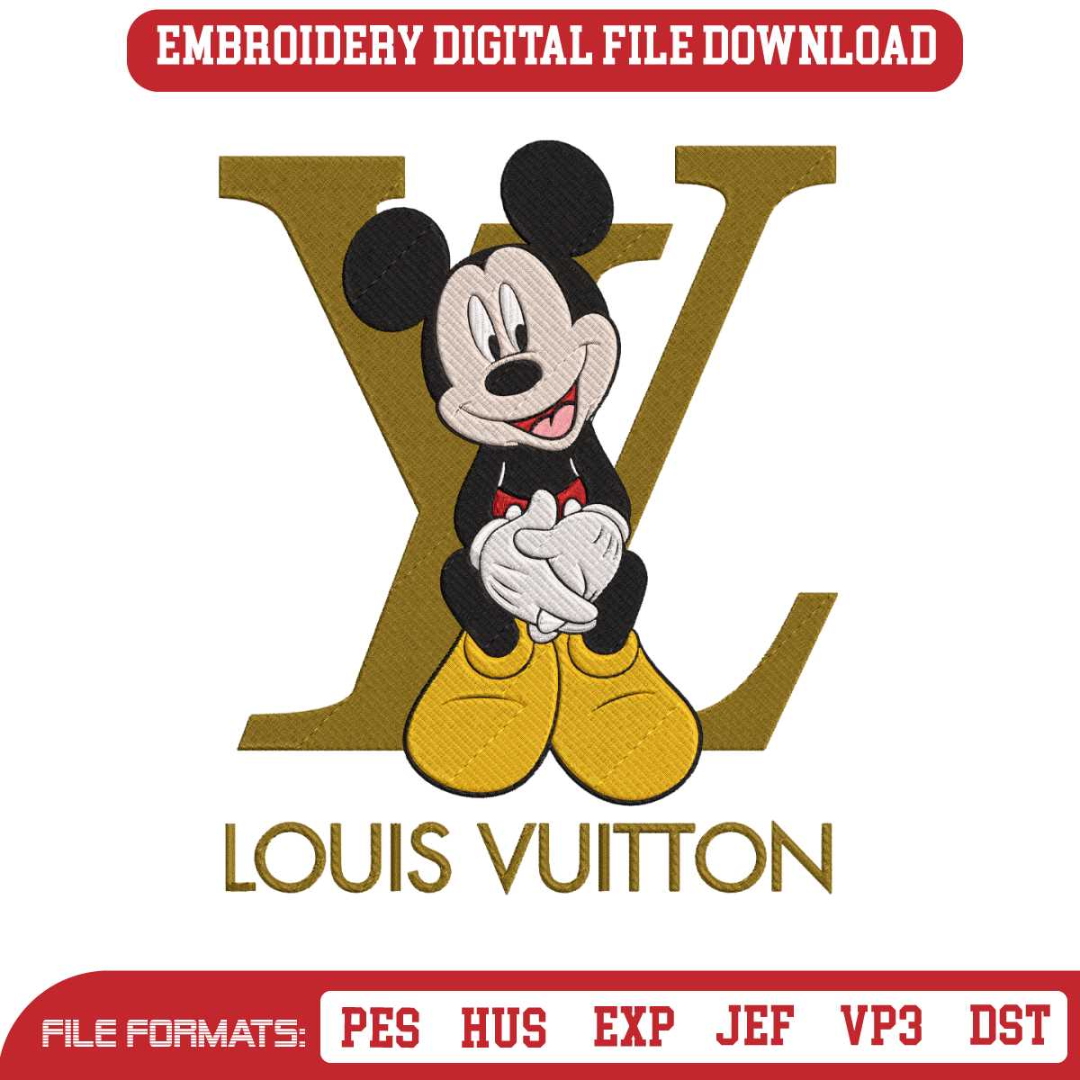 Mickey Mouse Louis Vuitton Logo Embroidery Design - Inspire Uplift