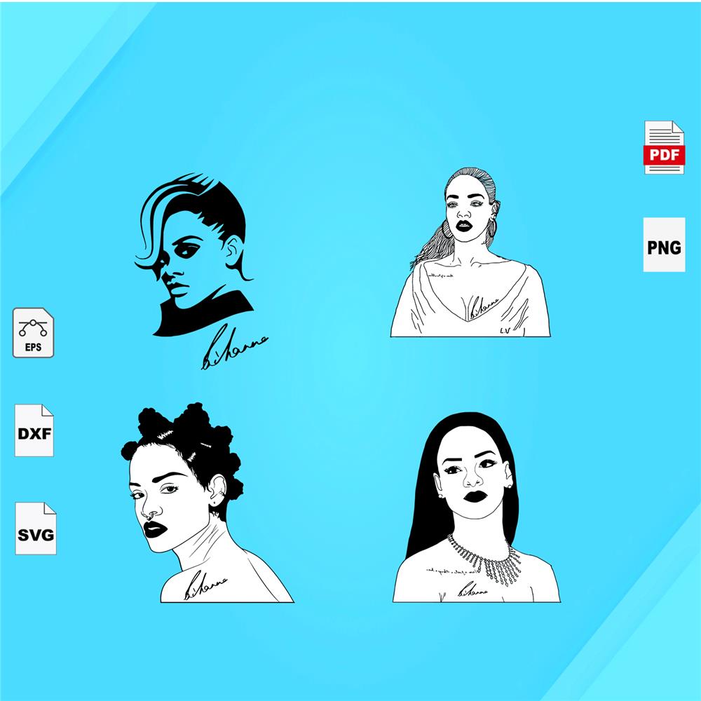 Rihanna 4 svg, Black Girl Svg, Rihanna vector, Rihanna portr | Inspire ...