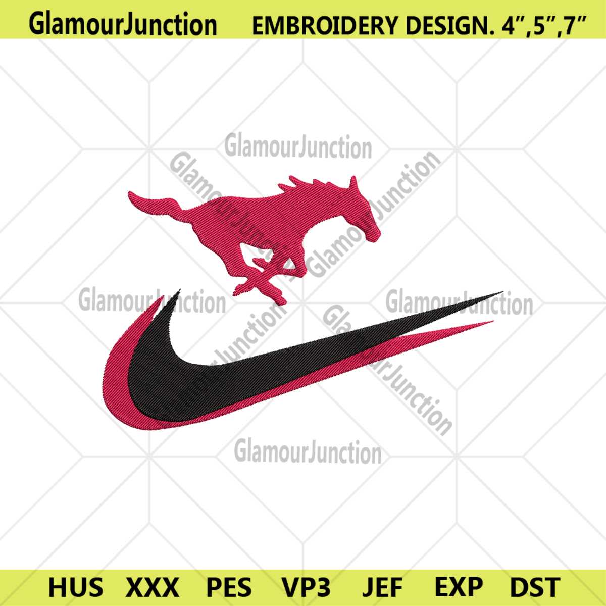 SMU Mustangs Double Swoosh Nike Logo Embroidery Design File | Inspire ...