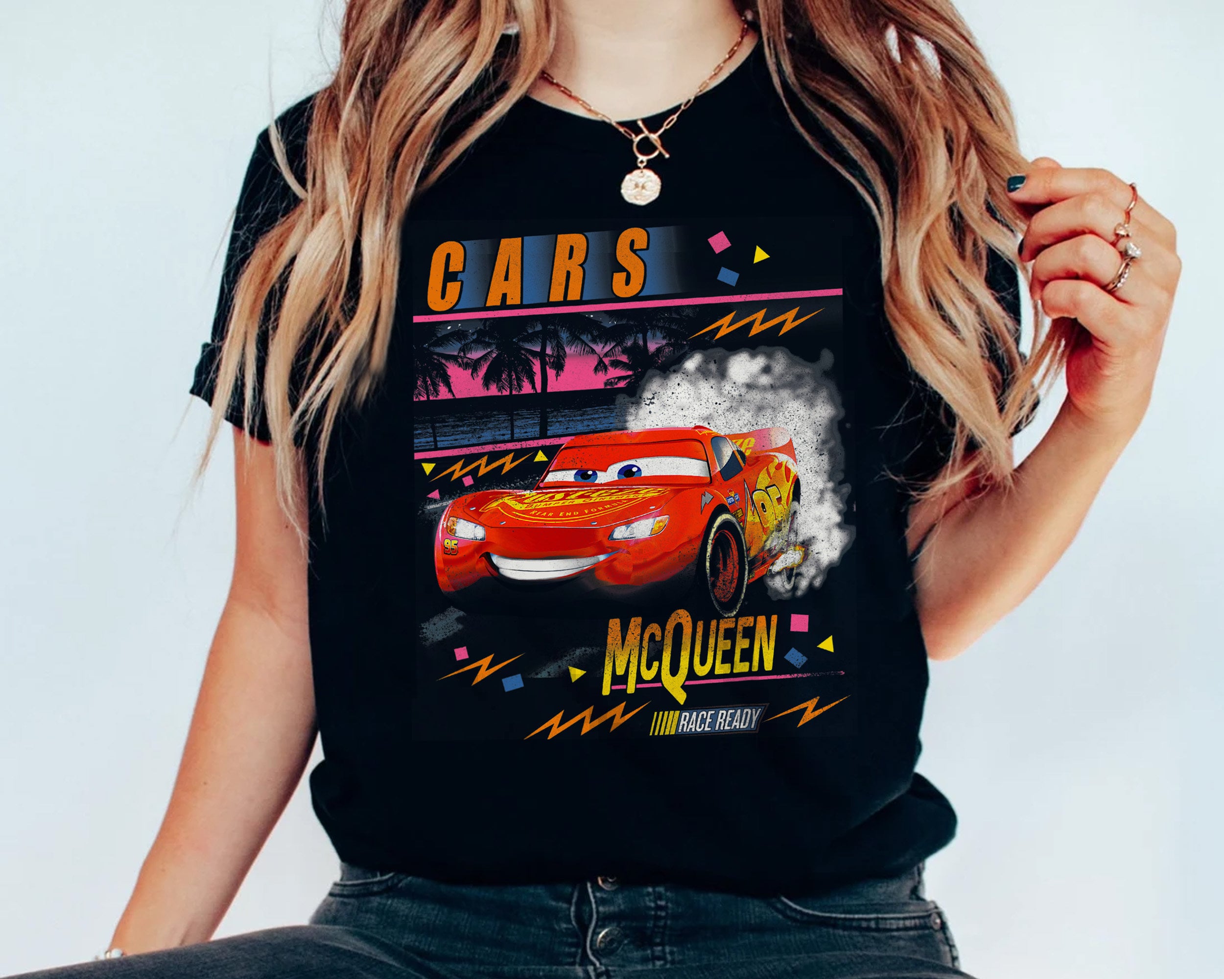 Disney Pixar Cars Lightning McQueen Palm Tree Sunset Shirt, | Inspire ...