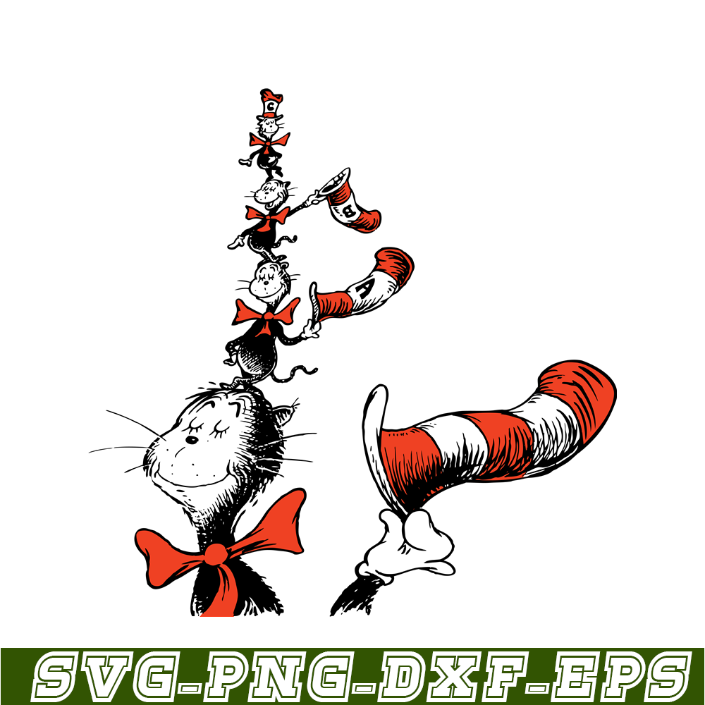 Many Cats With The Hats SVG, Dr Seuss SVG, Cat in the Hat SV | Inspire ...