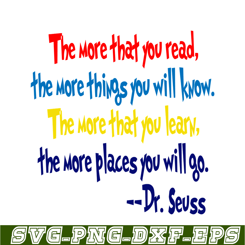 The More That You Read SVG, DR Seuss SVG, DR Seuss Quotes SV - Inspire ...