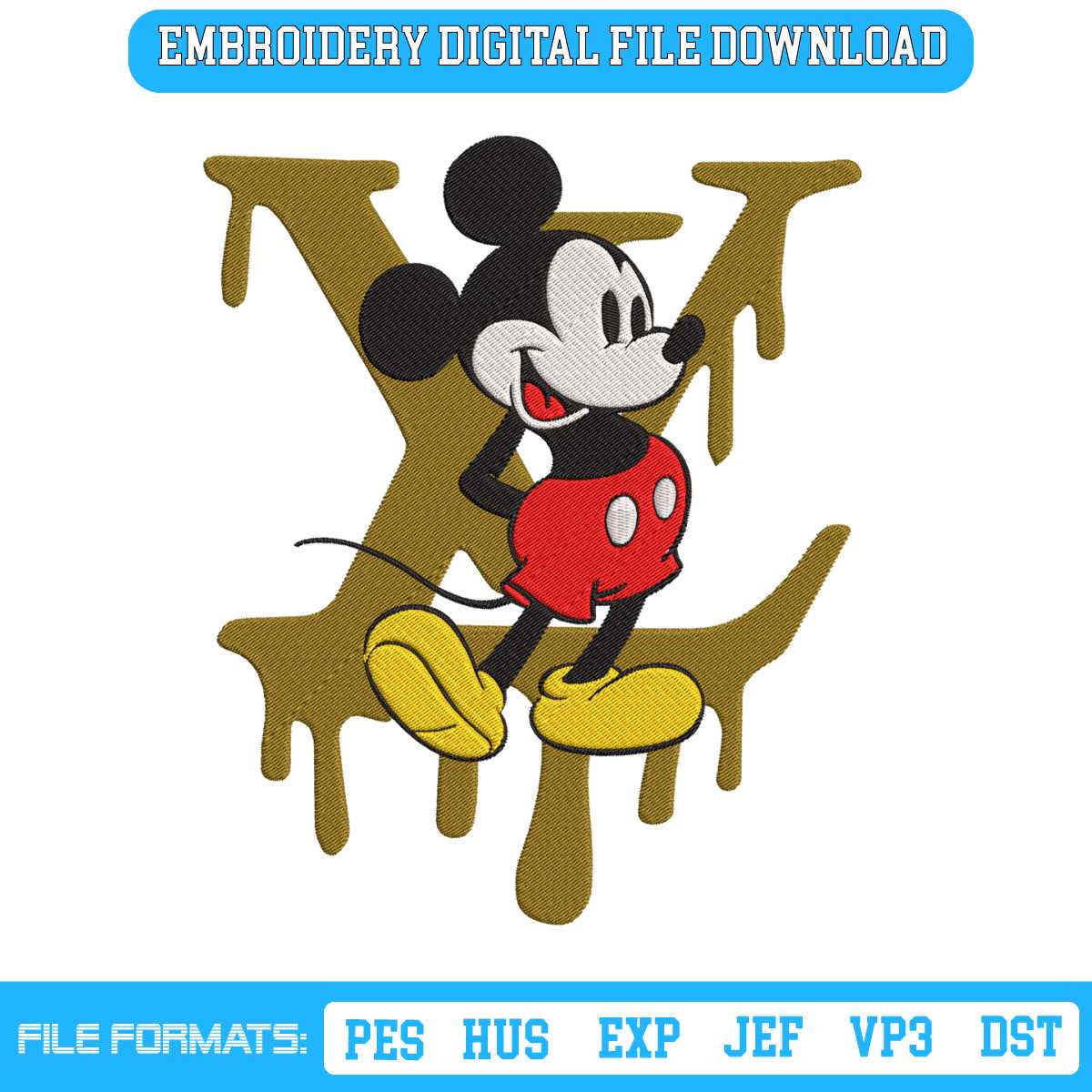 Inspired Mickey Mouse LV Dripping Embroidery Design | Inspire Uplift