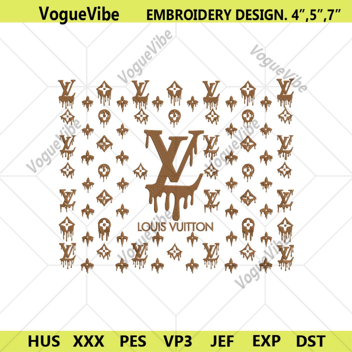 Louis Vuitton Brown Painting Template Embroidery Design Down | Inspire ...
