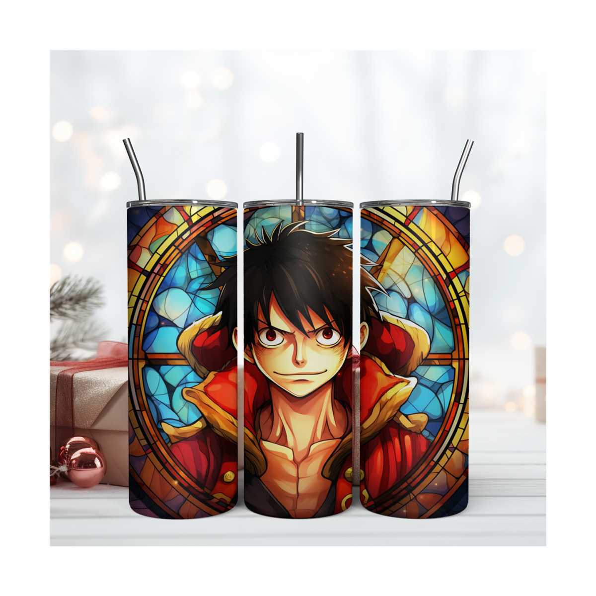 Monkey D Luffy Stained Glass Tumbler Skinny 20oz Digital Dow | Inspire ...