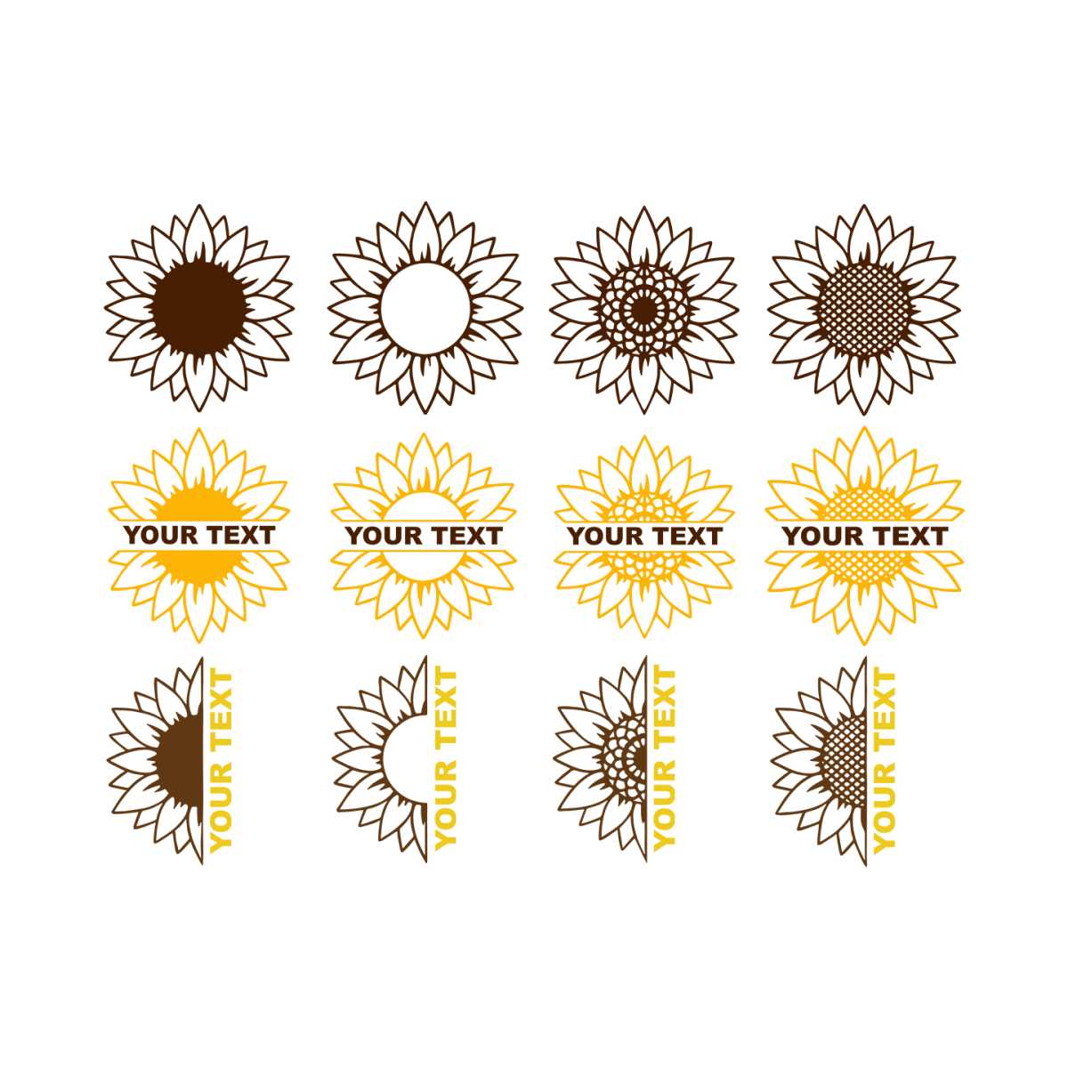 12 Designs Sunflower Your Text Sunflower Monogram Bundle Svg | Inspire ...