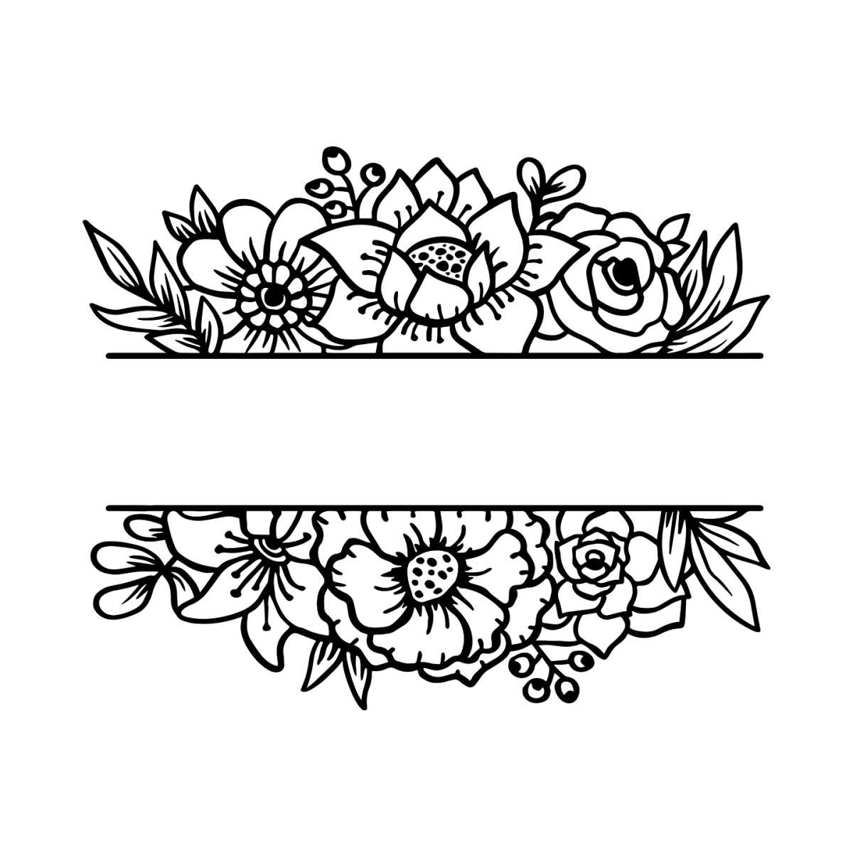 Floral Border svg, Flower Monogram svg, Flower svg, Flower W | Inspire ...