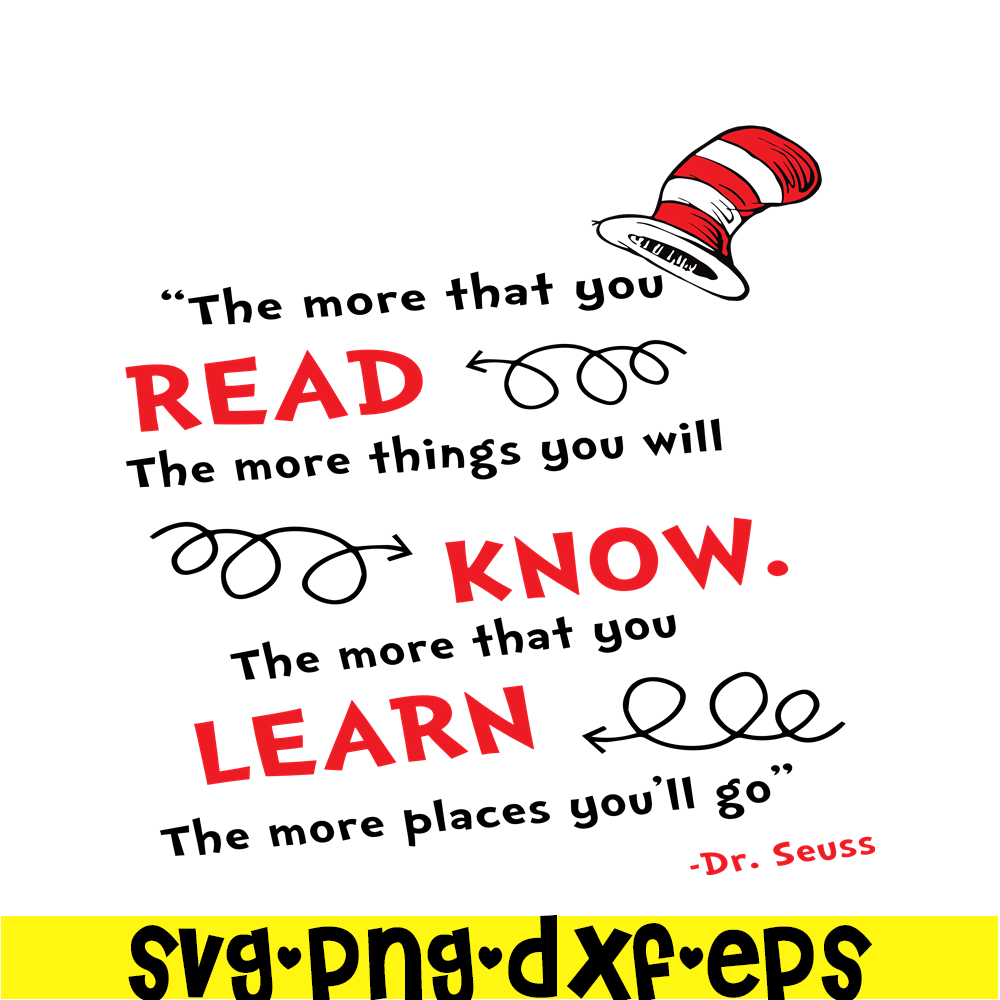 Read Know Learn SVG, Dr Seuss SVG, Dr Seuss Quotes SVG DS105 | Inspire ...