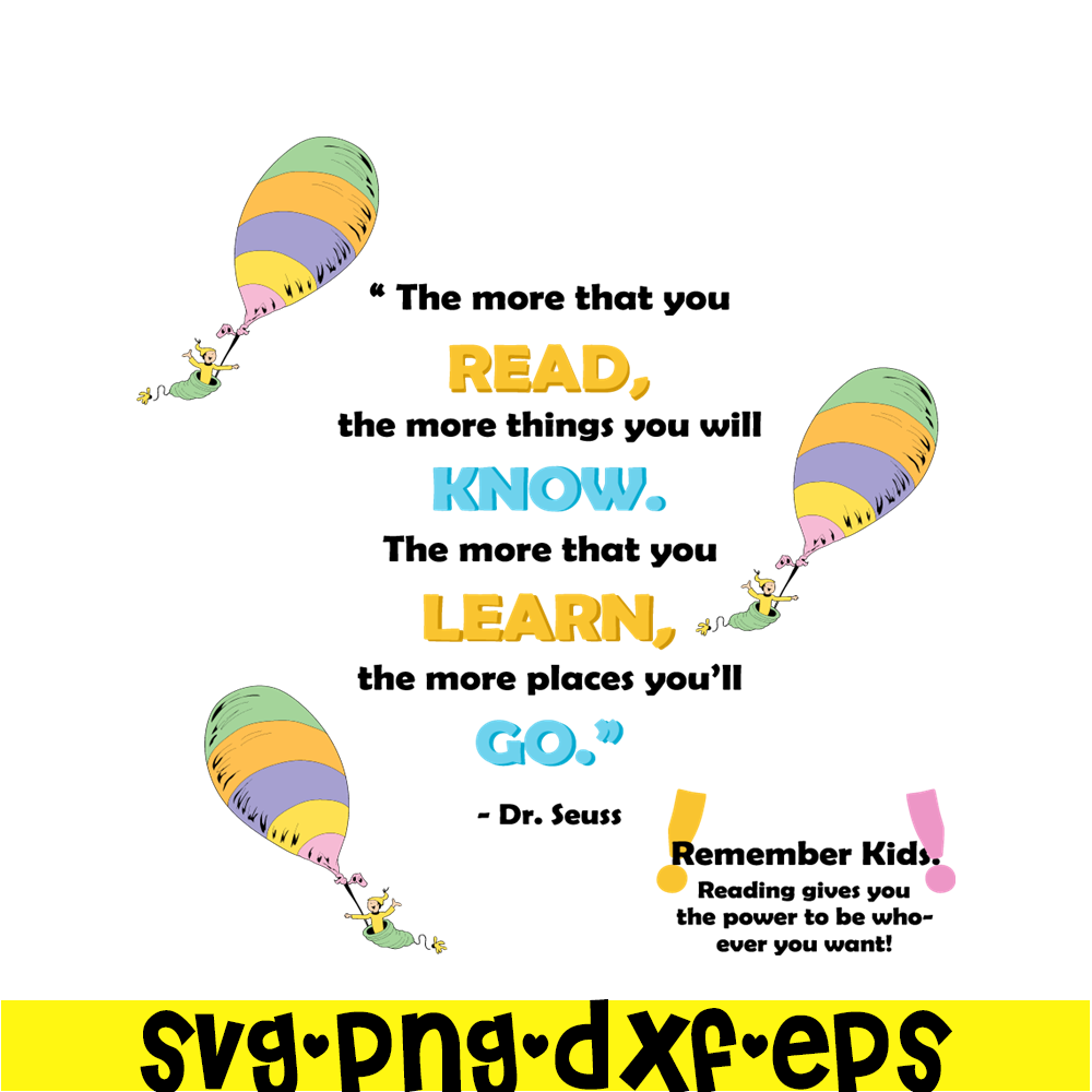 You Read The More Thing You Know SVG, Dr Seuss SVG, Dr Seuss - Inspire ...