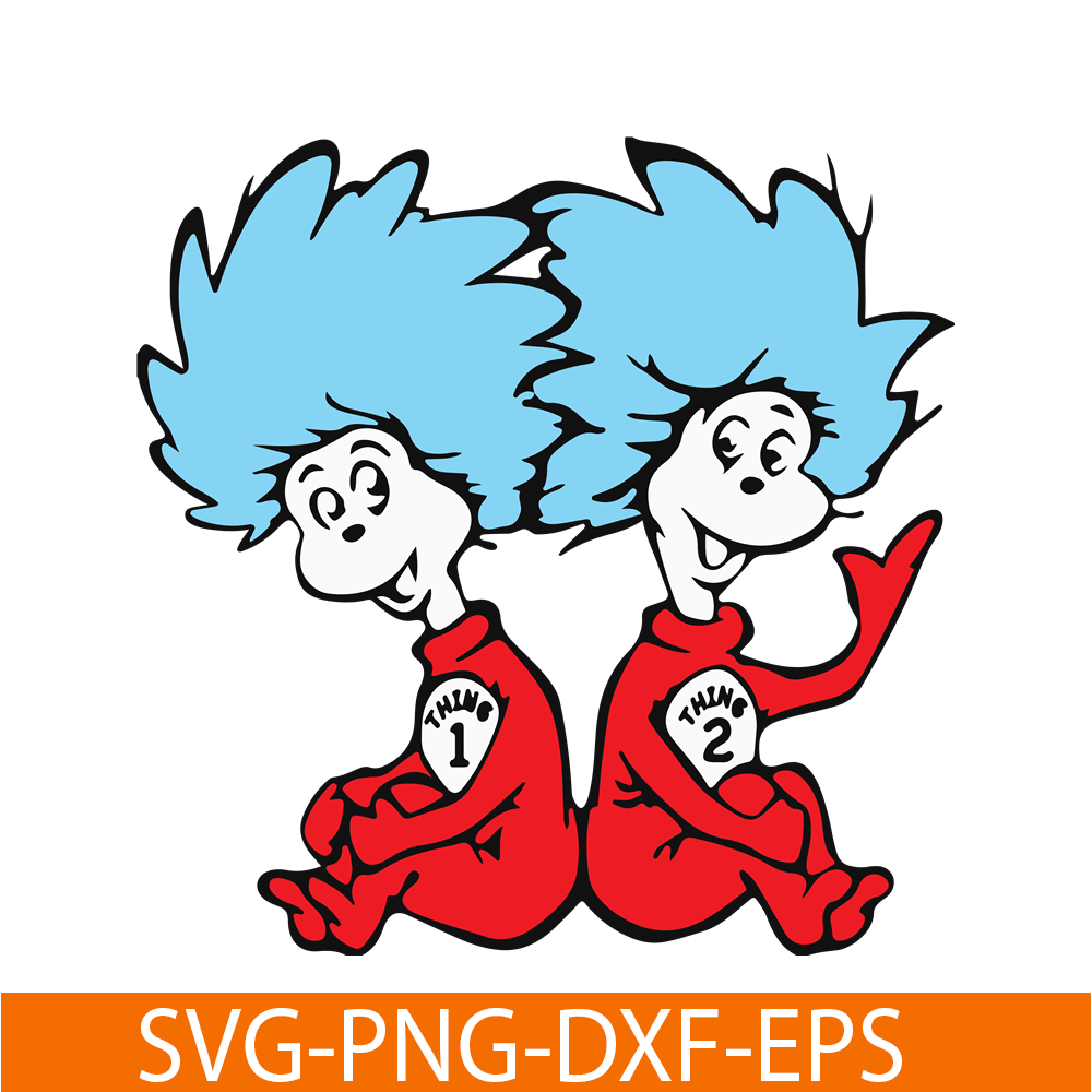 Thing One and Thing Two Characters SVG, Dr Seuss SVG, Cat in | Inspire ...