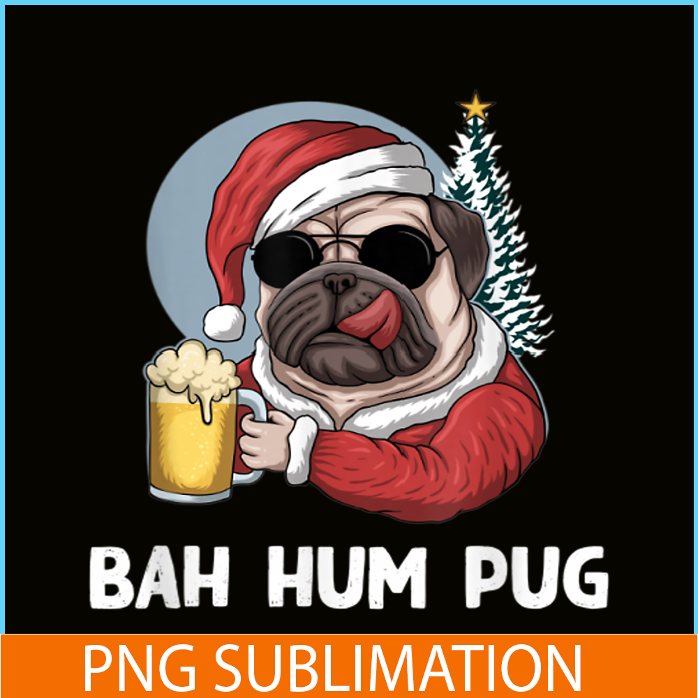 Mens Bah Hum Pug And Beer PNG Christmas Drinking Beer Dog PN - Inspire ...