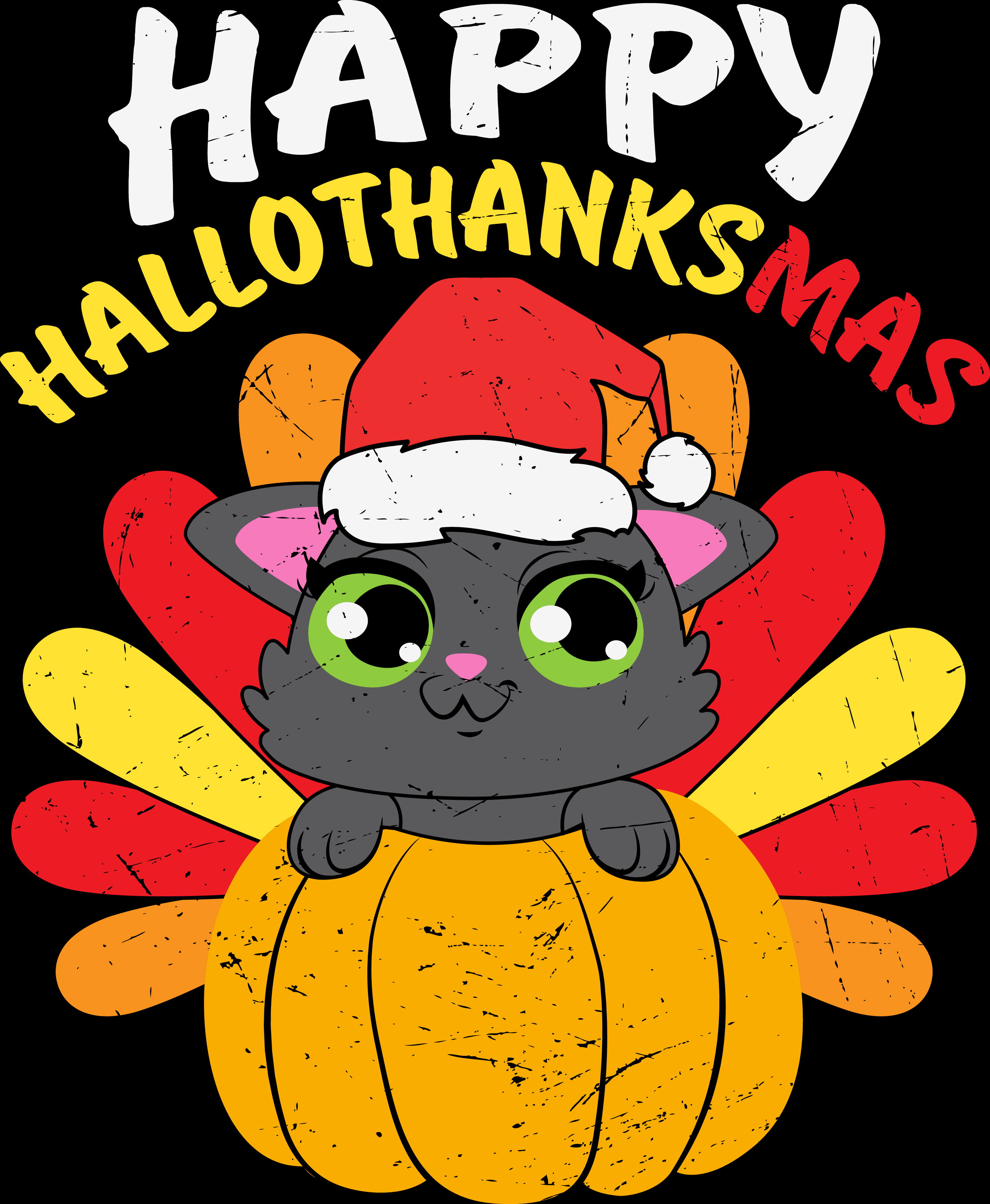 Happy Hallothanksmas Cat Turkey Svg, Turkey Svg, Thankful Sv - Inspire ...