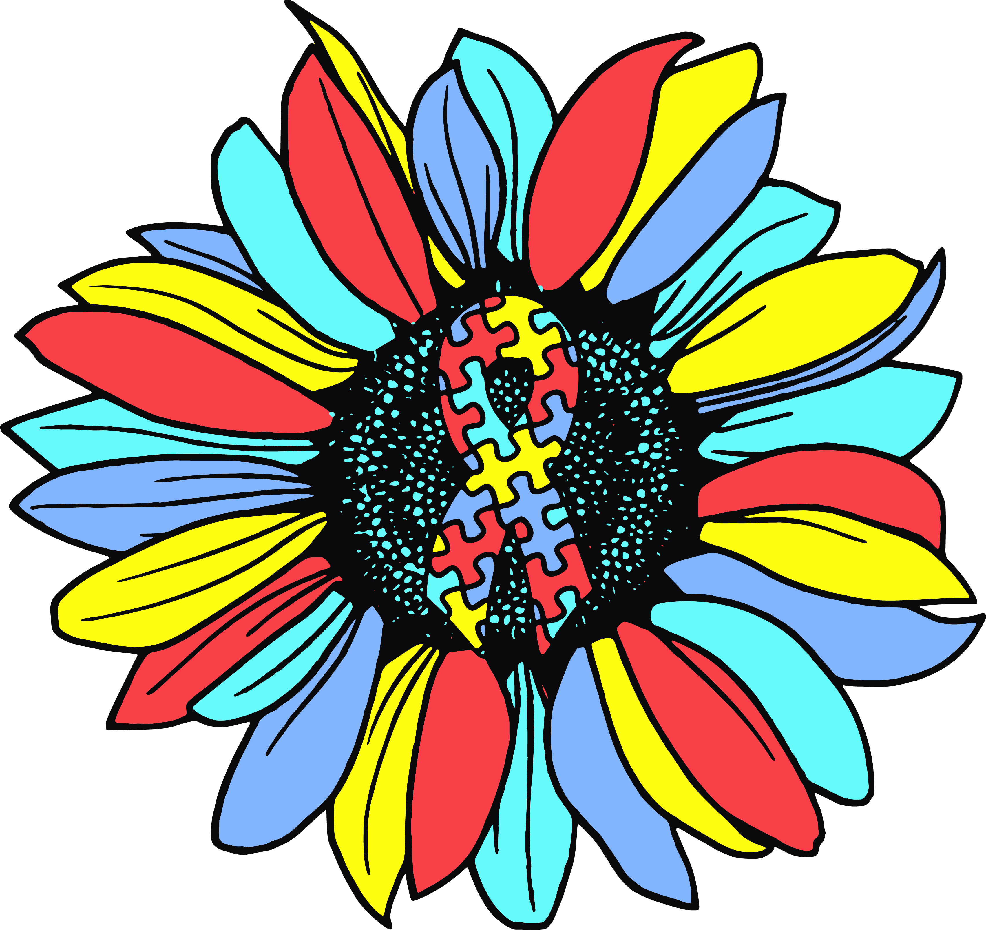 Flower Autism Awareness Svg, Autism Puzzle Piece Logo Svg, A - Inspire ...