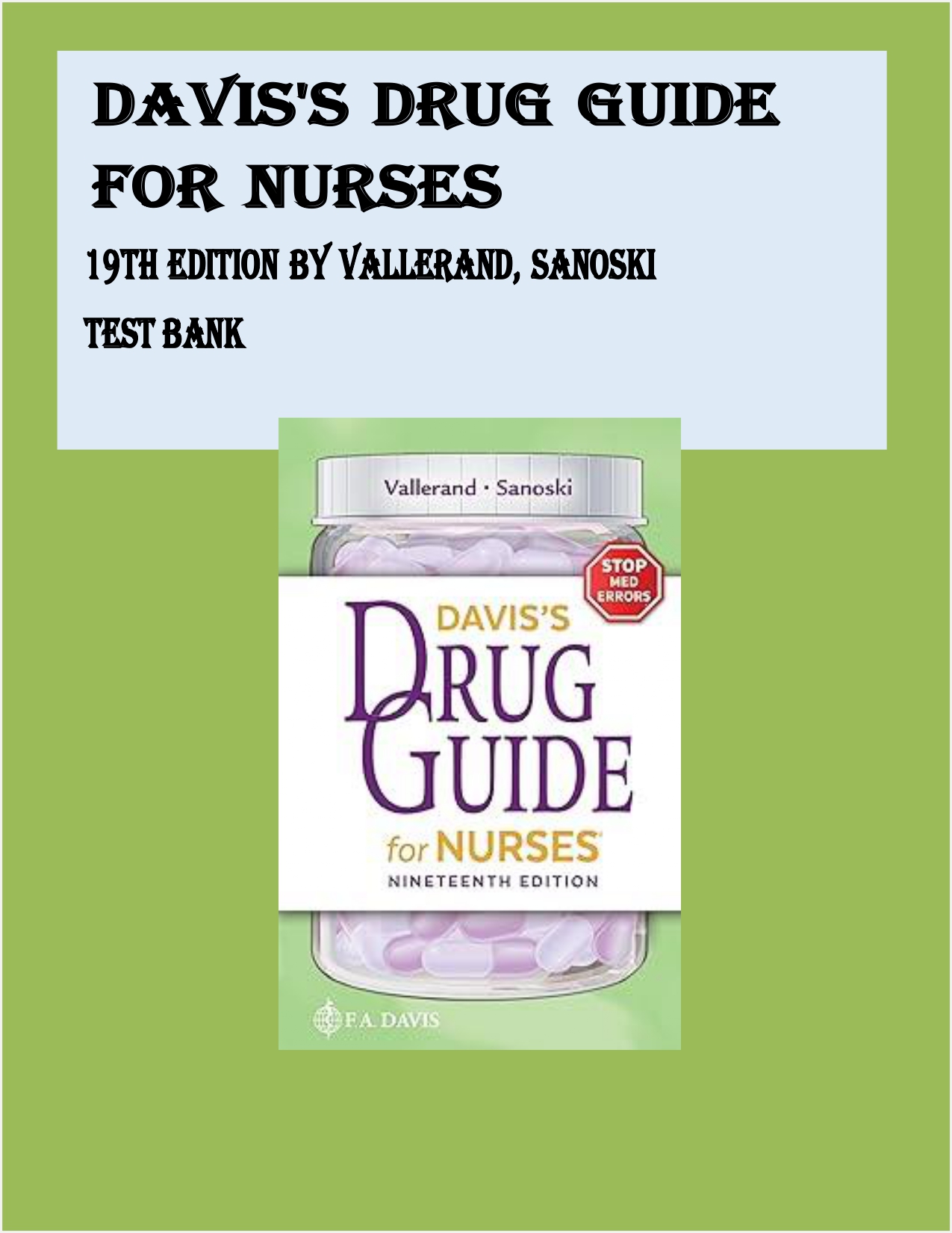 Test Bank For Davis S Drug Guide For Nurses 19th Edition By Inspire