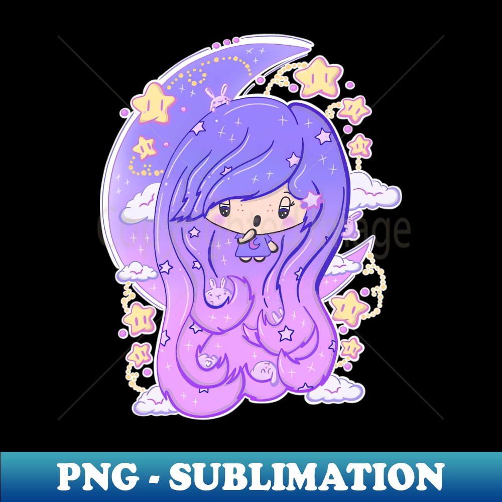 Cute dreamy bubble head girl in kawaii style - Digital Subli - Inspire ...
