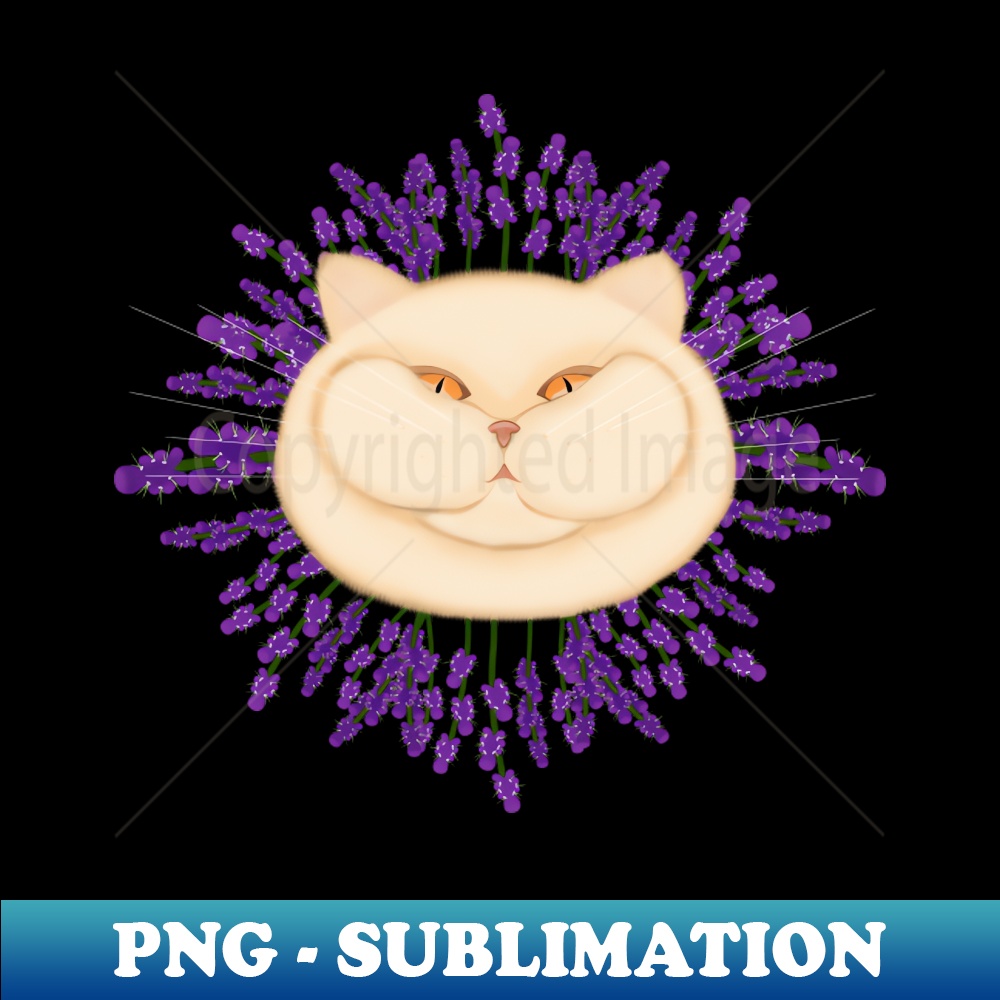 Lavender cat Cute cat with flowers - PNG Sublimation Digital | Inspire ...