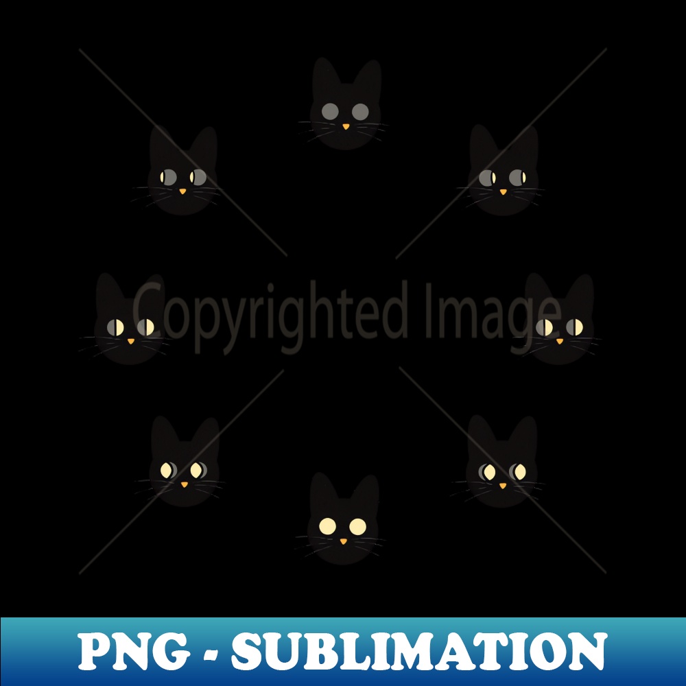 Black Cats Moon Phases 2 - PNG Transparent Sublimation File | Inspire ...