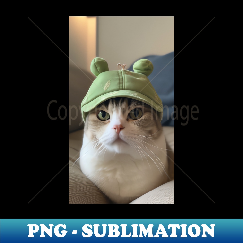Cat in Frog Hat Meme Funny Cat - Retro PNG Sublimation Digit | Inspire ...