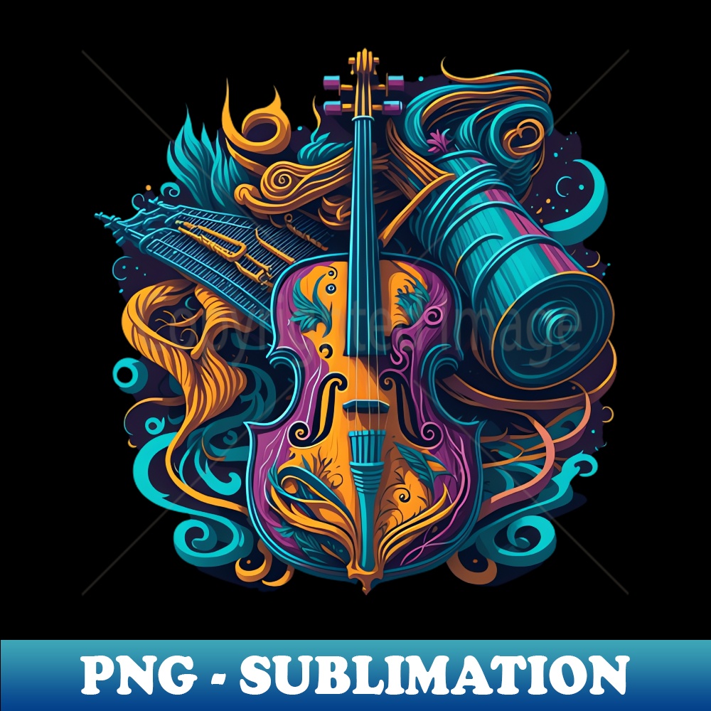 Colorful Graffiti Violin Illustration - PNG Transparent Subl | Inspire ...