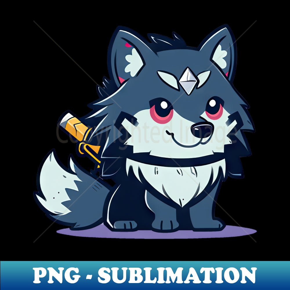 Cute Cartoon Wolf Ninja and His Dog Sidekick with Sword - Un | Inspire ...