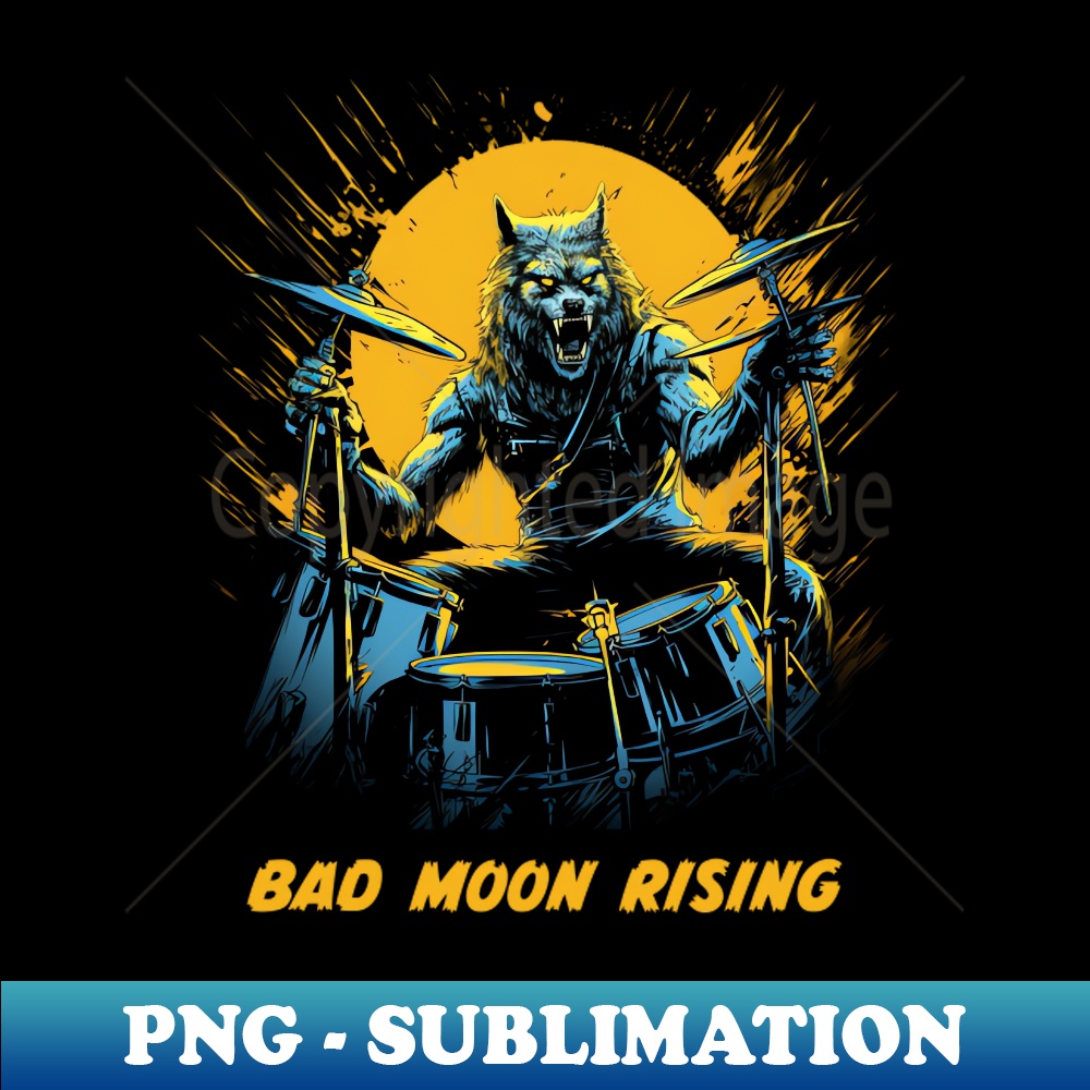 Bad Moon Rising Werewolf Drummer - High-Quality PNG Sublimat - Inspire ...