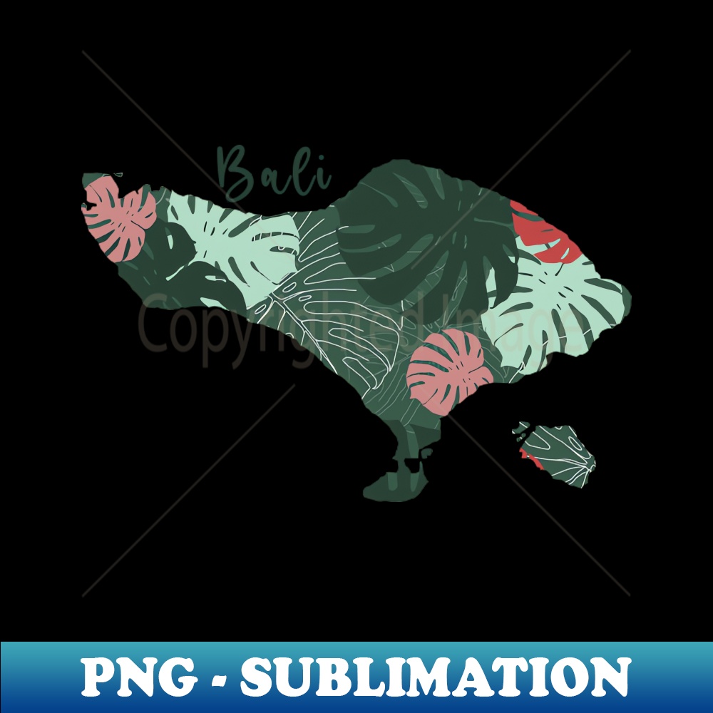 Bali map with monstera pattern - PNG Transparent Sublimation - Inspire ...