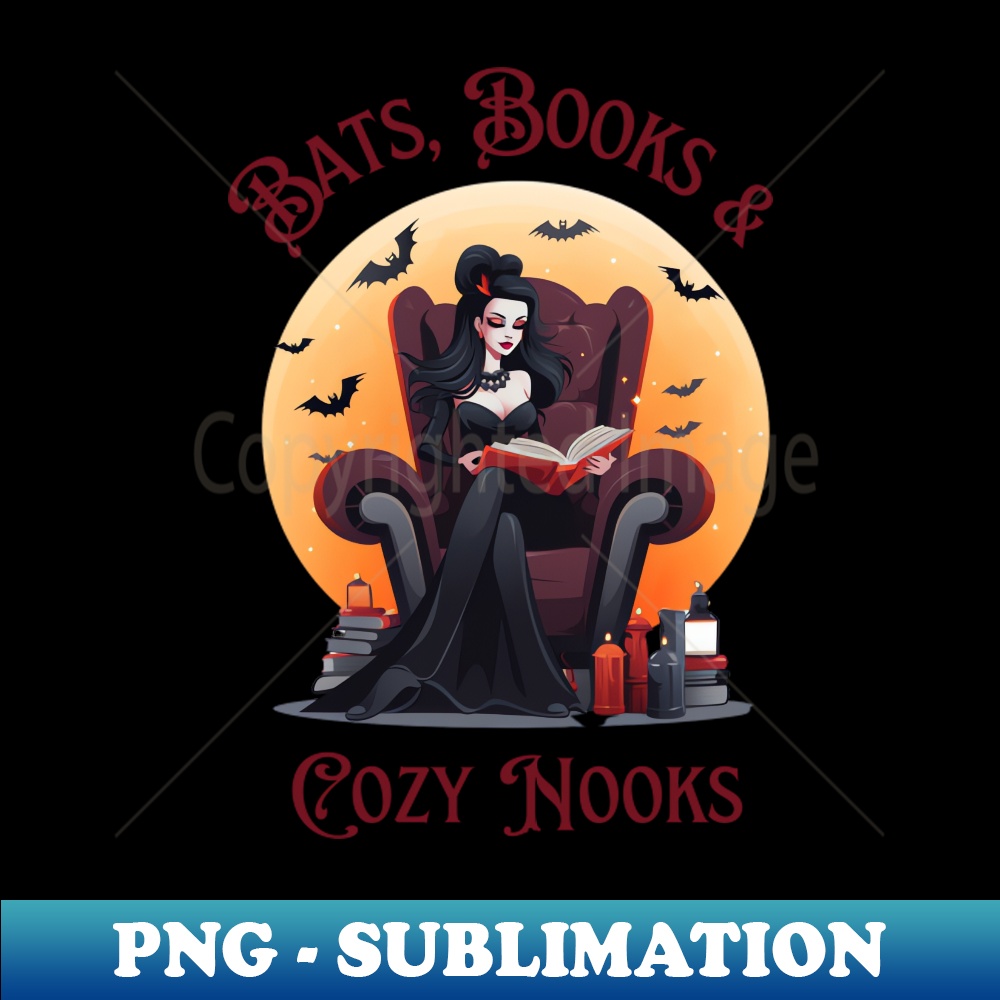 Bats Books Cozy Nooks - Aesthetic Sublimation Digital File | Inspire Uplift