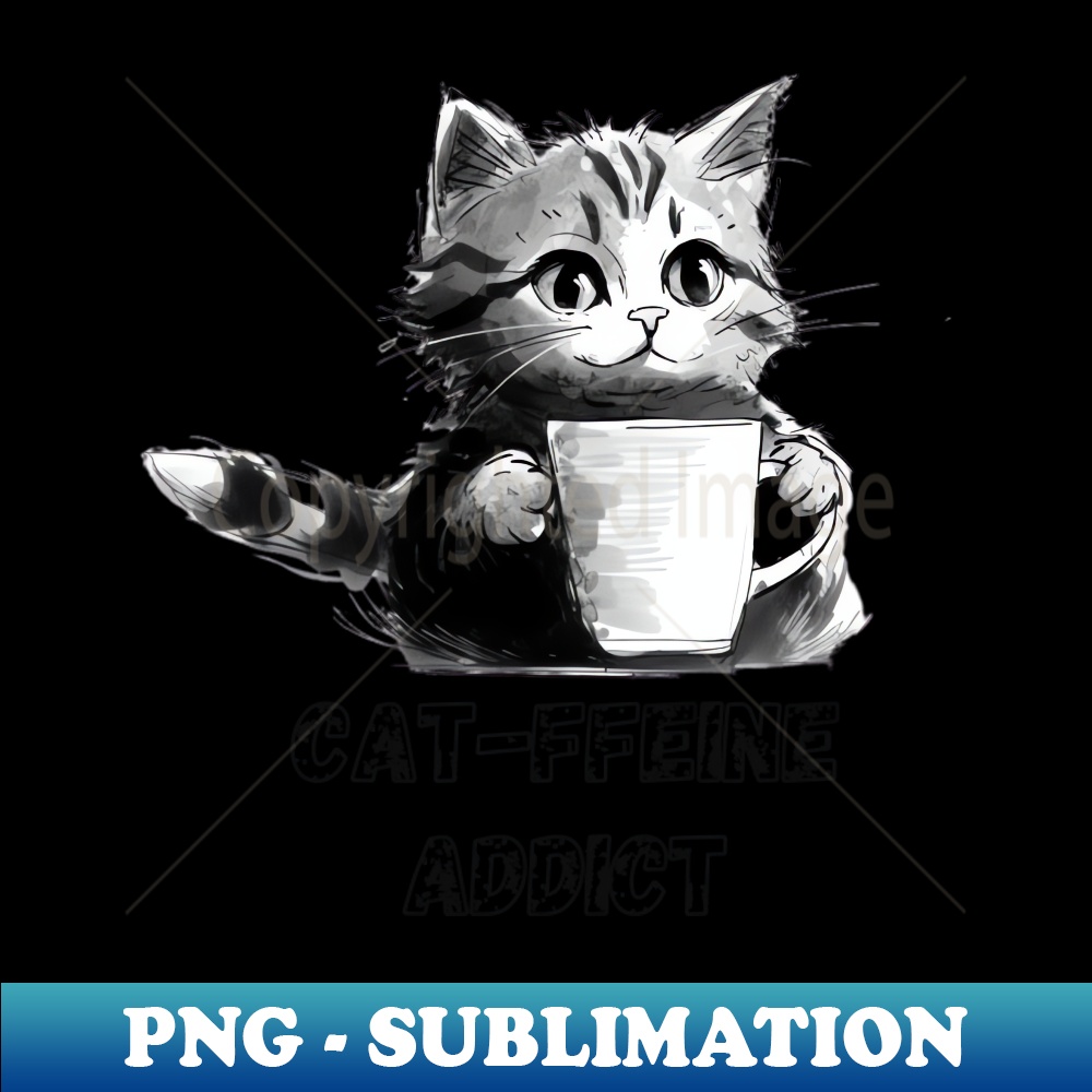 Cat-ffeine Addict - High-Resolution PNG Sublimation File - C | Inspire ...