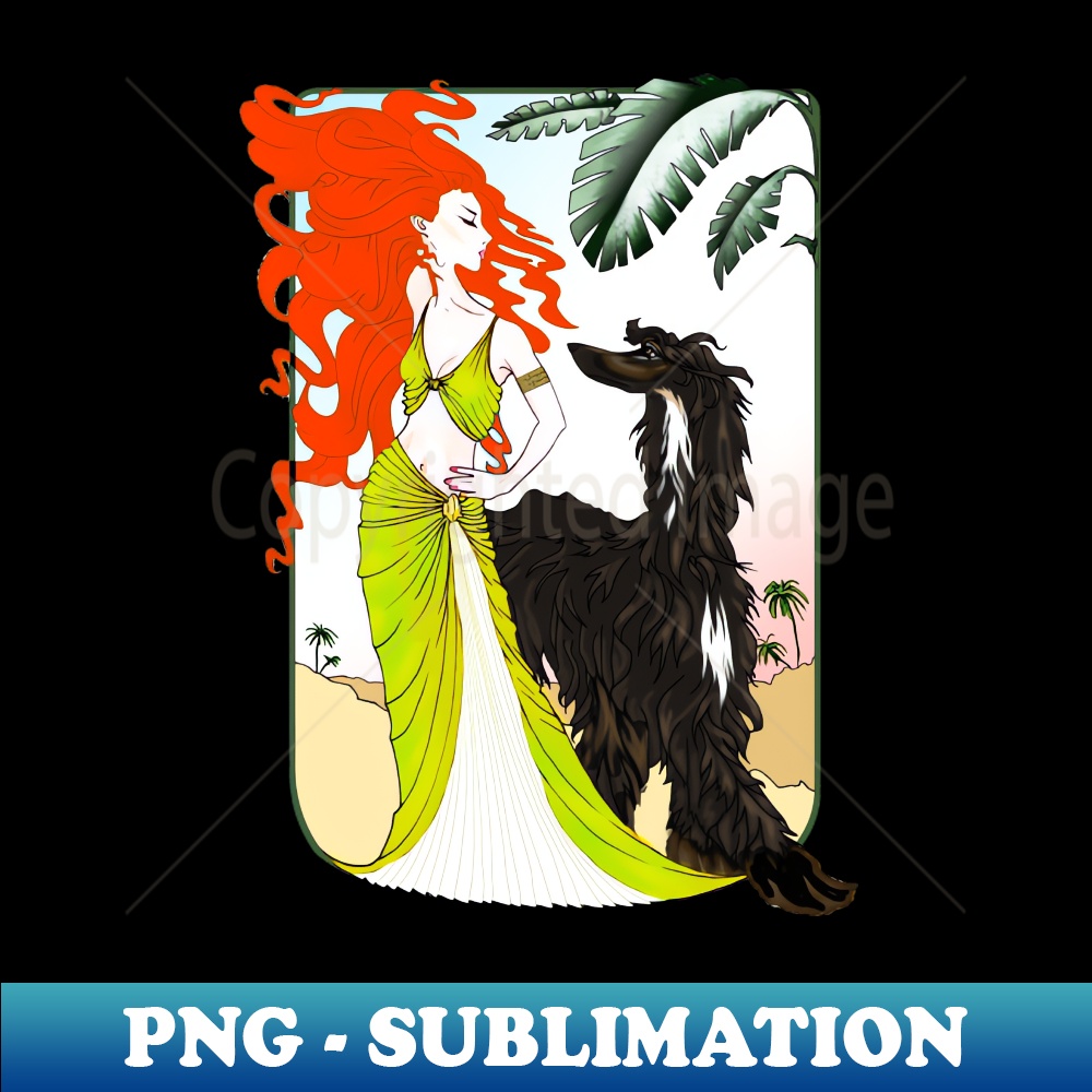 AFGHAN HOUND Black Afghan with red headed goddess - Decorat | Inspire ...