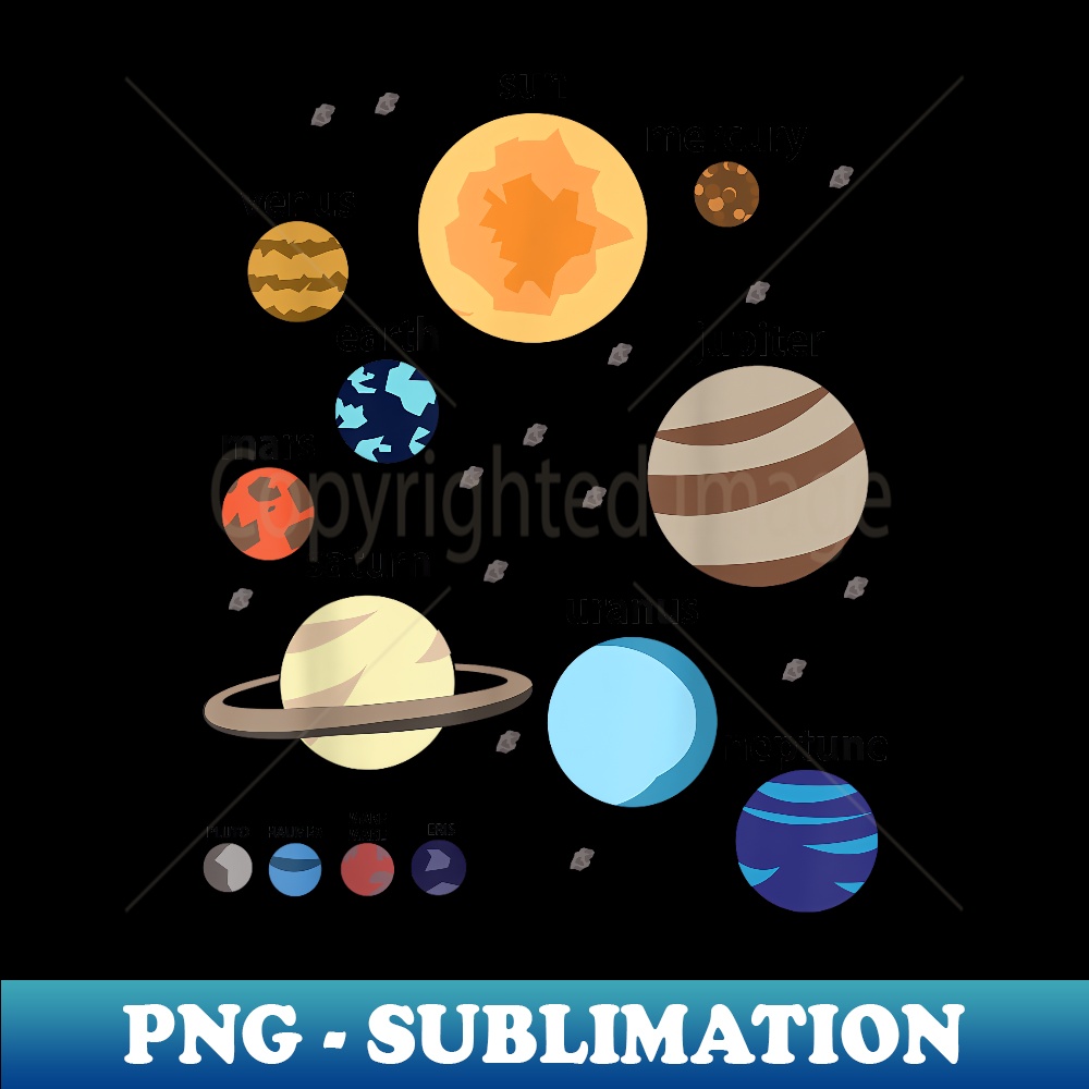 Solar System Planets Earth & Sun - PNG Sublimation Digital D | Inspire ...