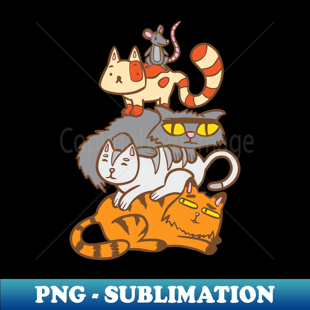 Stack of cats and a mouse - PNG Transparent Sublimation Desi | Inspire ...
