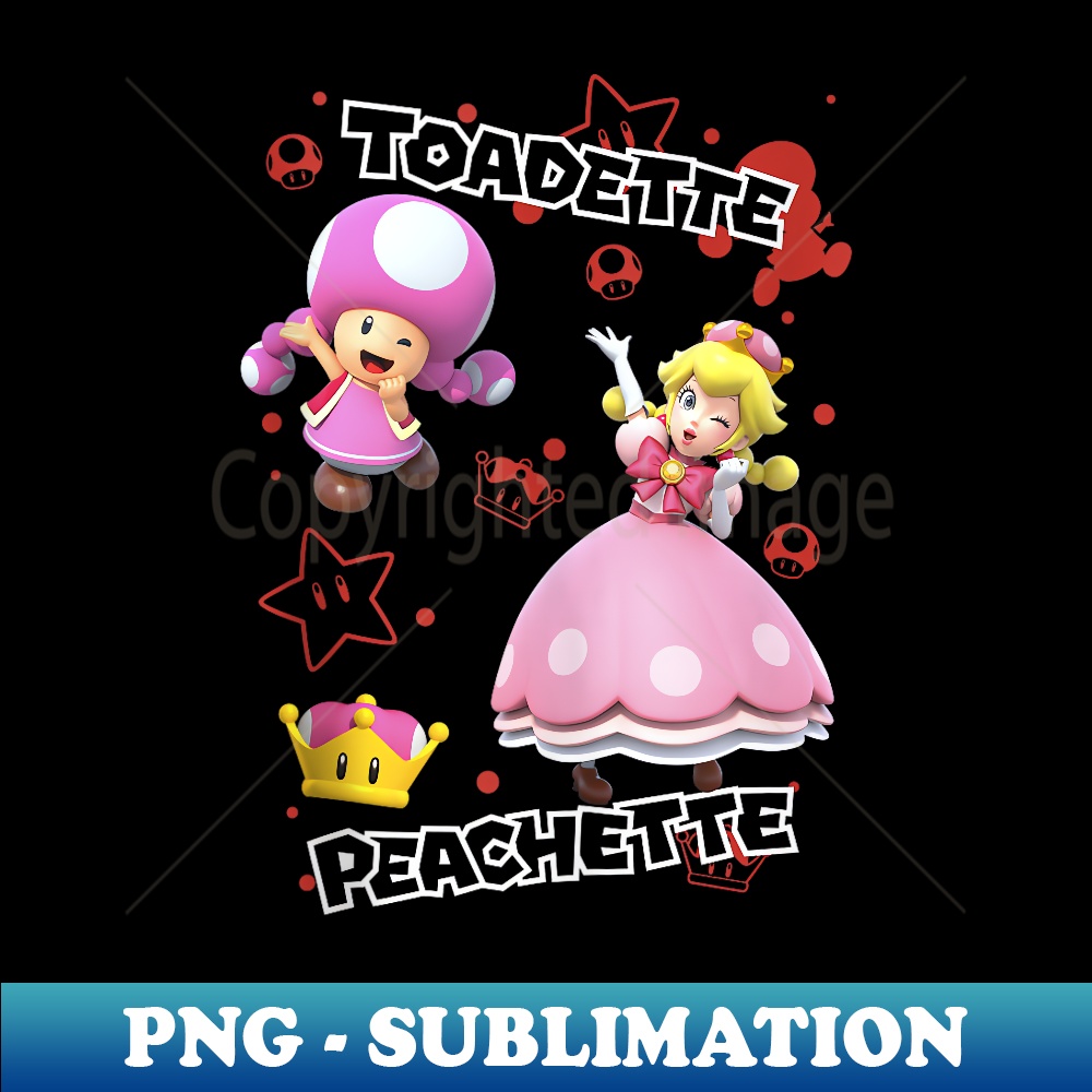 Super Mario Peachette And Toadette Symbol Collage Portrait - | Inspire ...