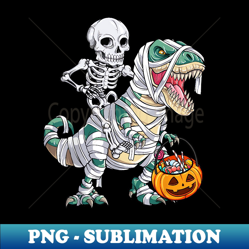 Skeleton Riding Mummy Dinosaur T rex Halloween Boys Men - De | Inspire ...