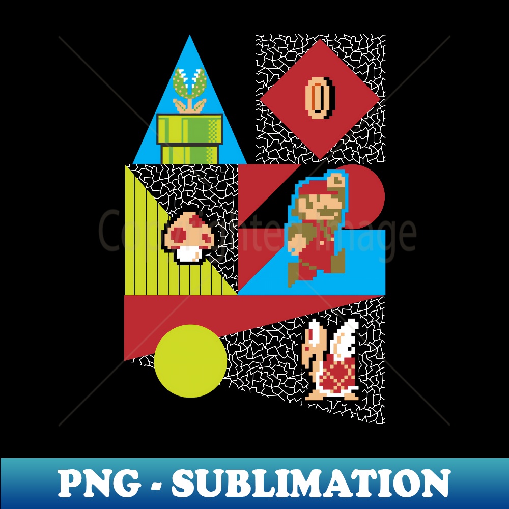 Super Mario Geometric 8 Bit Retro Characters - Vintage Subli | Inspire ...