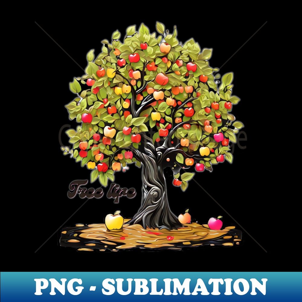 The colorful apple Tree - Retro PNG Sublimation Digital Down | Inspire ...