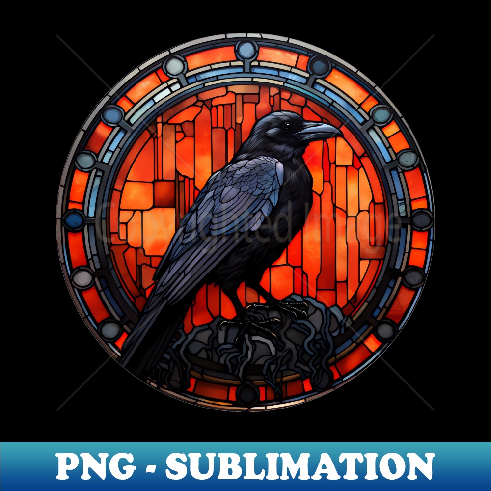 Stained Glass Style Spooky Raven IV - Sublimation-Ready PNG | Inspire ...