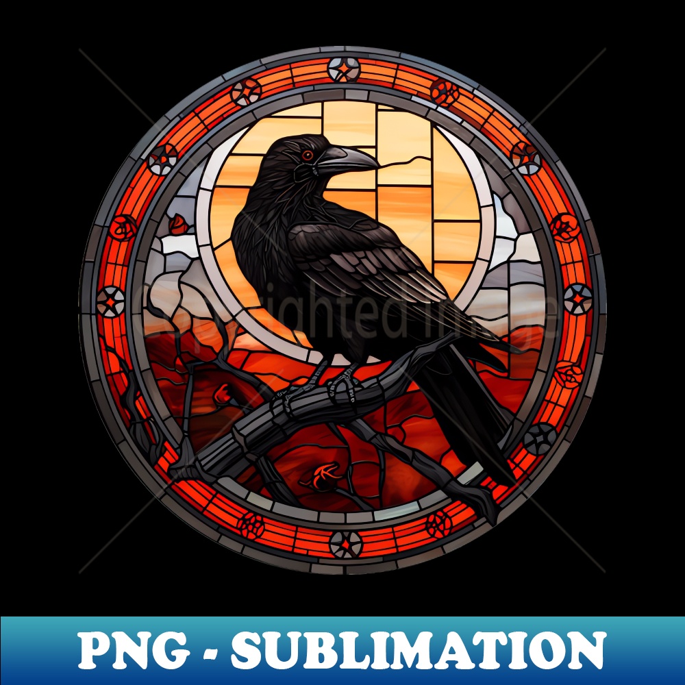 Stained Glass Style Spooky Raven III - Premium PNG Sublimati | Inspire ...