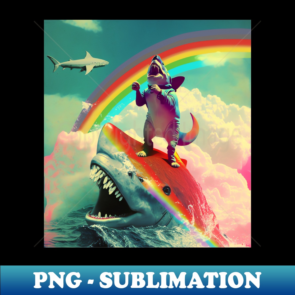 surreal sharks in a psychedelic ocean - High-Resolution PNG | Inspire ...