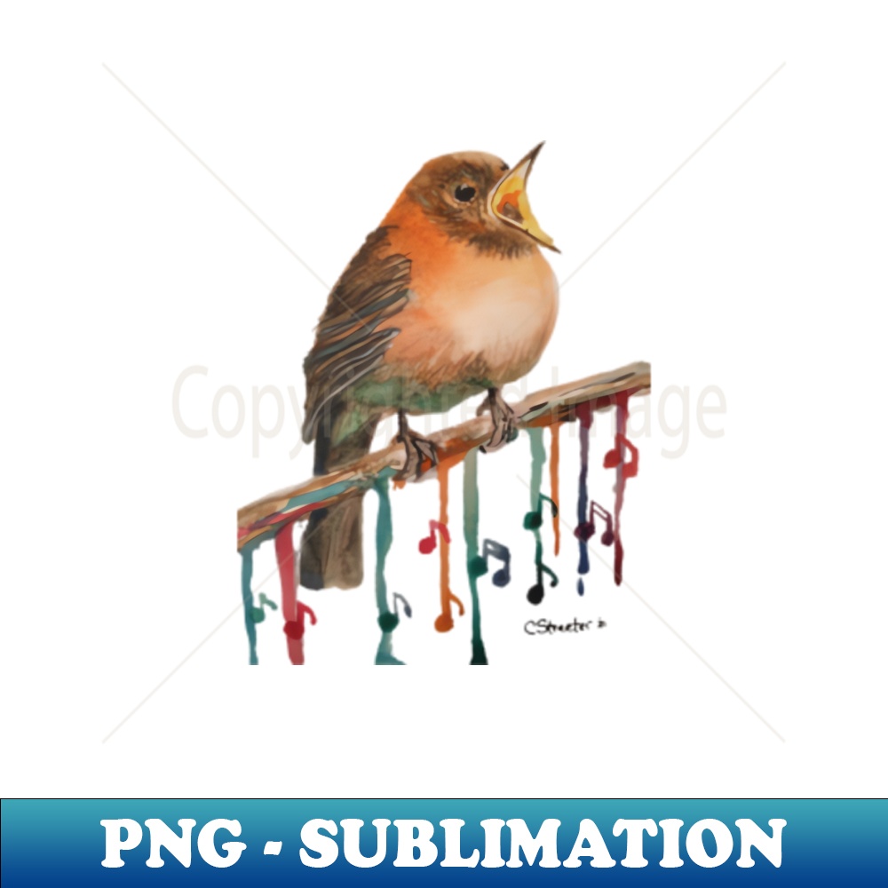 Orange Robin Watercolor sitting on a Branch - High-Quality P | Inspire ...