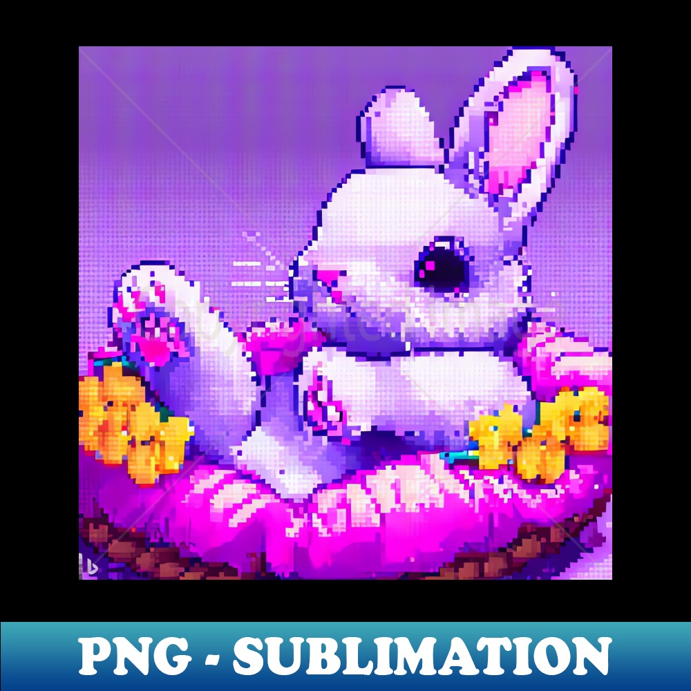 Pixel Bunny Flowers and Basket - Exclusive PNG Sublimation D | Inspire ...