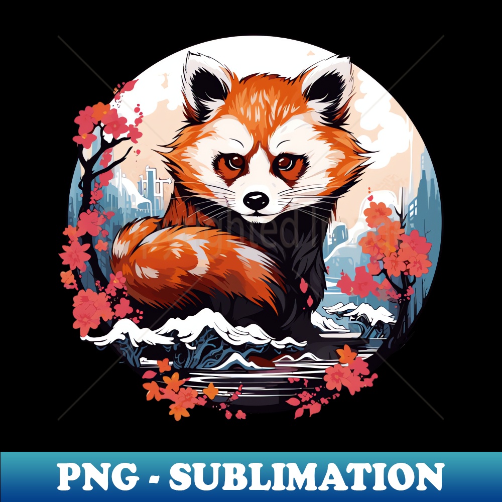 cute red panda in old anime style - PNG Transparent Digital | Inspire ...