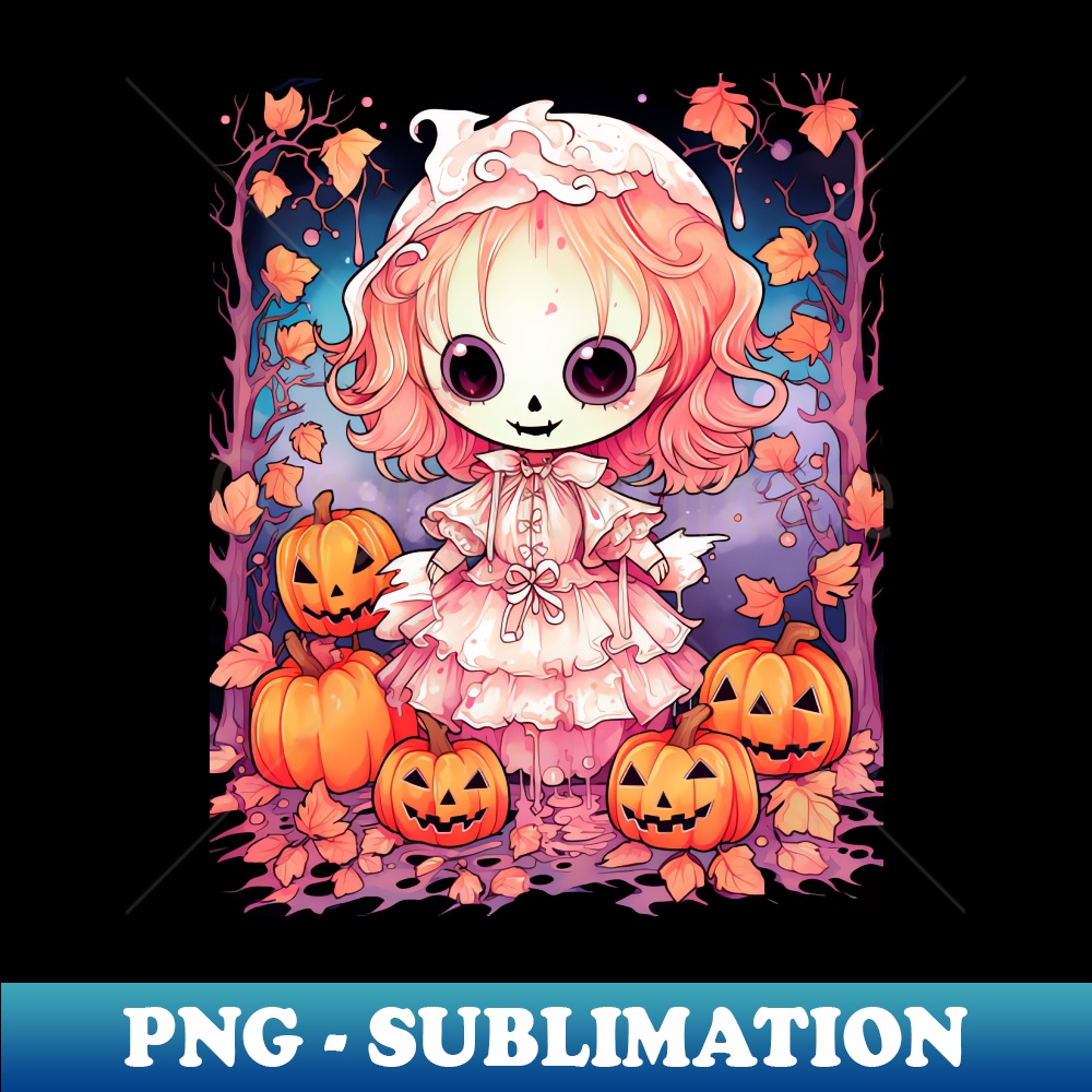 Halloween Zombie Ghost Girl with Jack-o-Lanterns - PNG Subli | Inspire ...