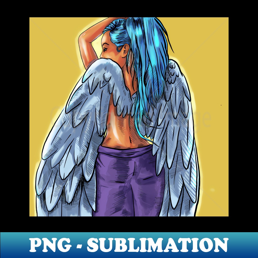 blue angel with a inked tattoo design - PNG Transparent Digi | Inspire ...