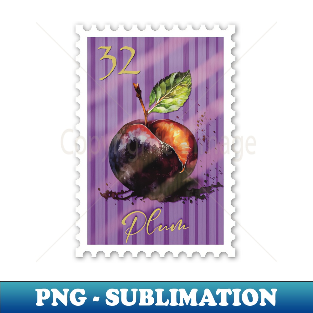 Vintage postage stamp plum watercolor design stamp collector | Inspire Uplift