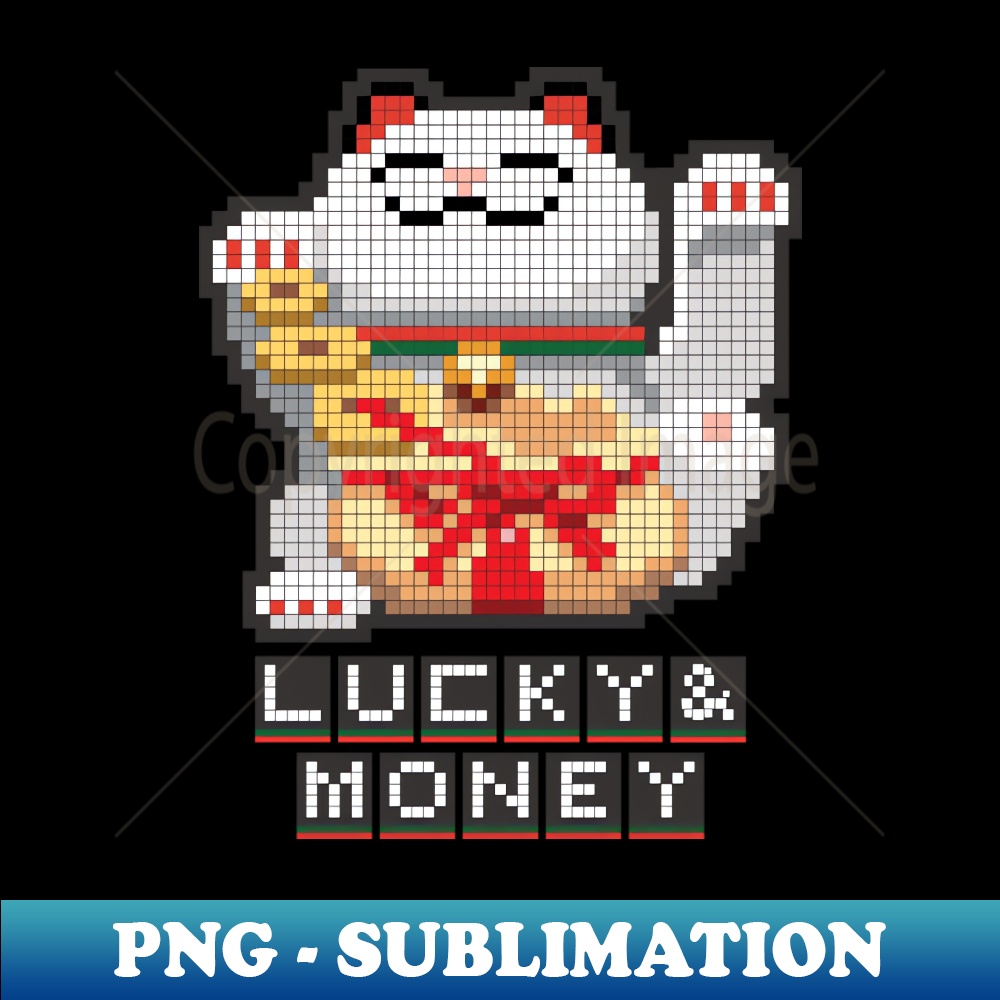 Maneki Neko Lucky Money Japanese chubby white cat pixel art | Inspire ...