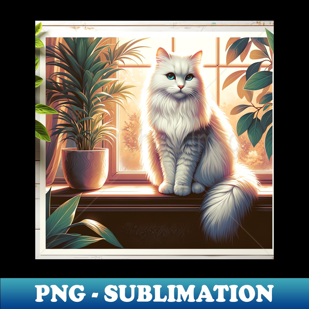 White cat in painting - PNG Transparent Sublimation File - U | Inspire ...
