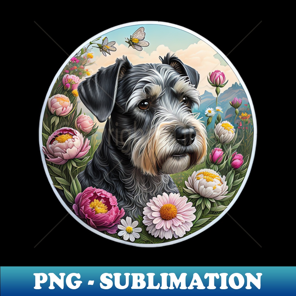 Mini Schnauzer With Spring Flowers - Instant Sublimation Dig | Inspire ...