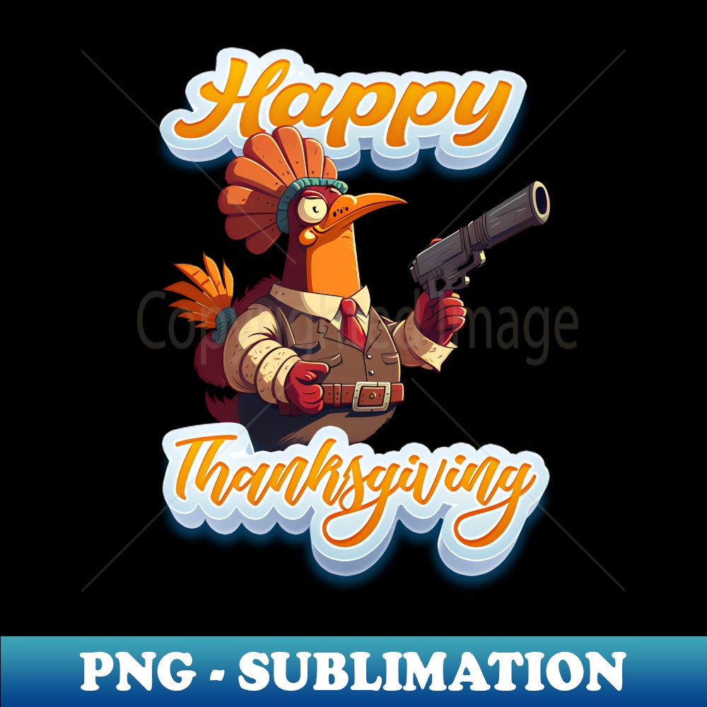 Happy Thanksgiving - Turkey with Gun - Sublimation-Ready PNG | Inspire ...