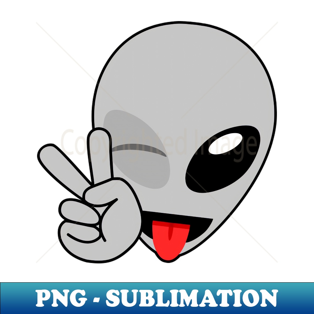 Alien Wink Peace Tongue Emoji - PNG Sublimation Digital Down | Inspire ...
